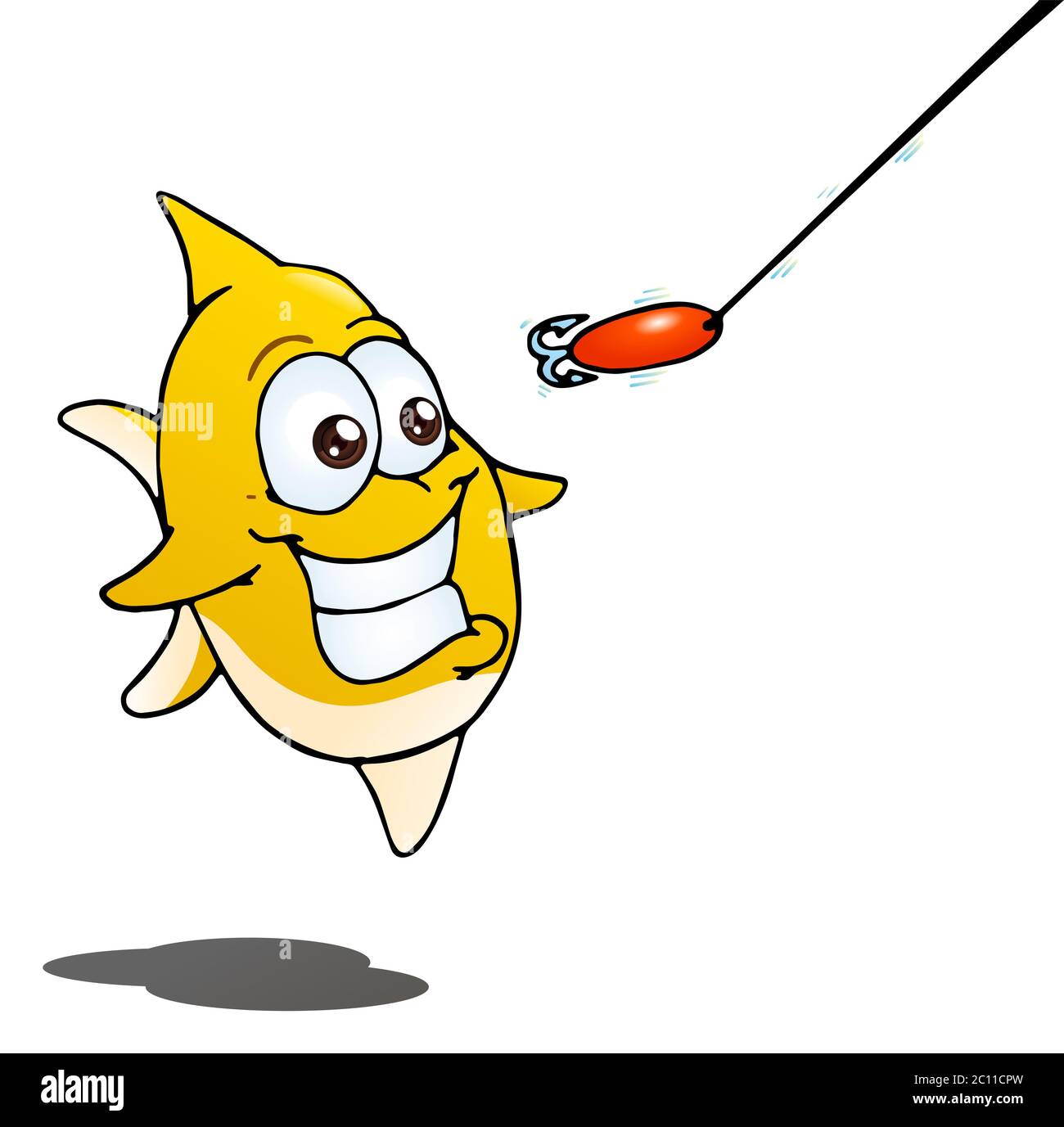 illustration of a fish chasing bait on isolated white background Stock ...
