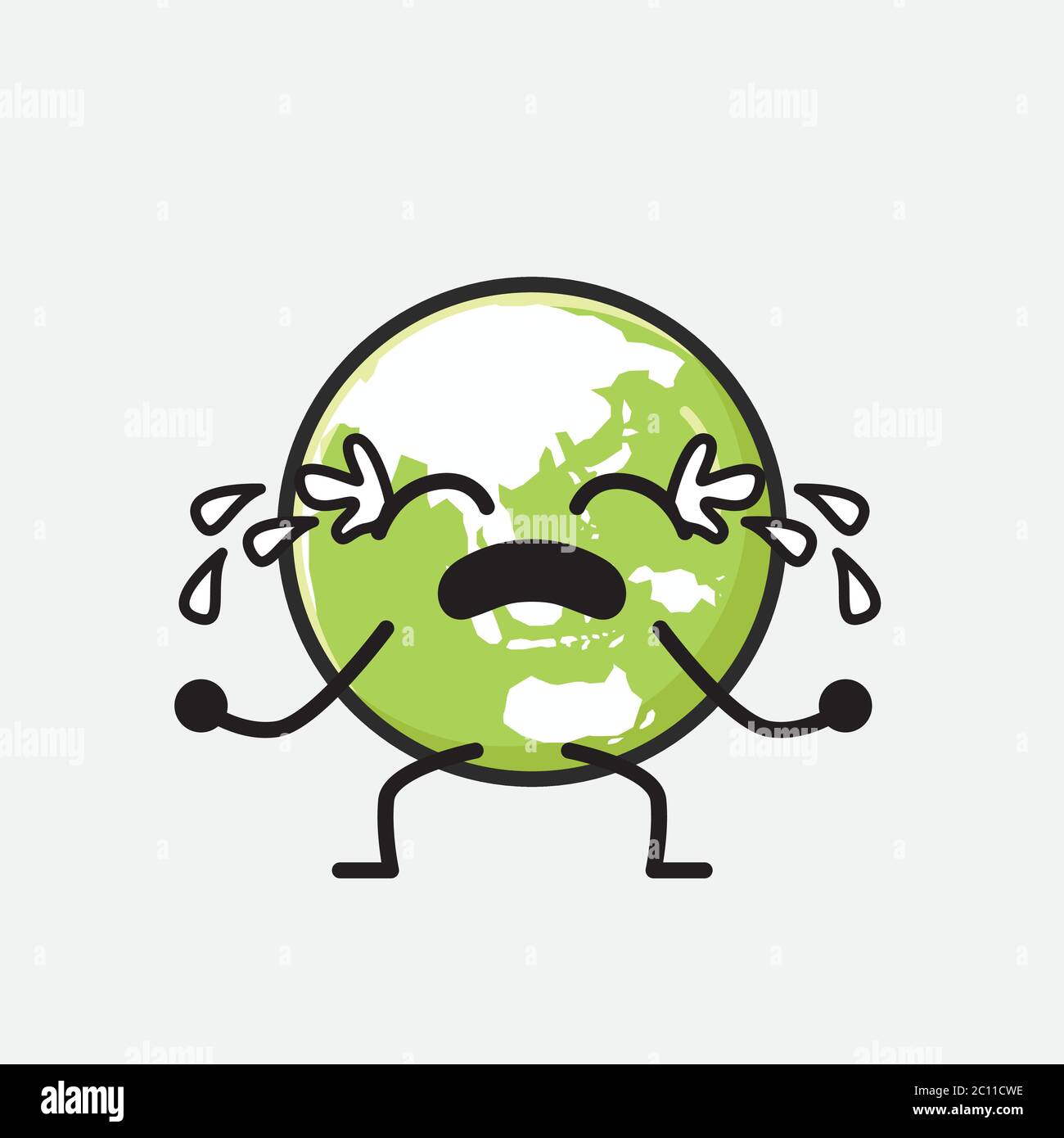 An illustration of Cute Green Earth Mascot Vector Character in Flat ...