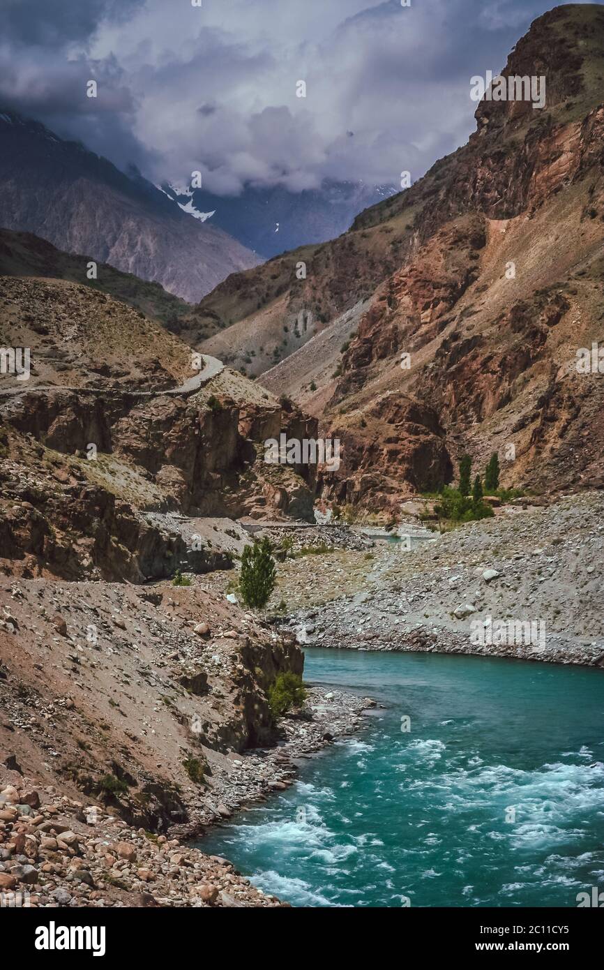 Gilgit river and road above Stock Photo - Alamy