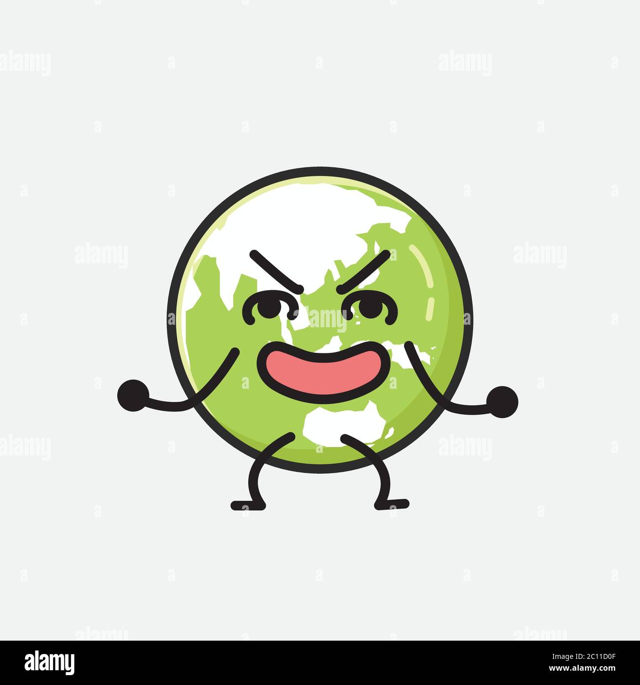 An illustration of Cute Green Earth Mascot Vector Character in Flat ...