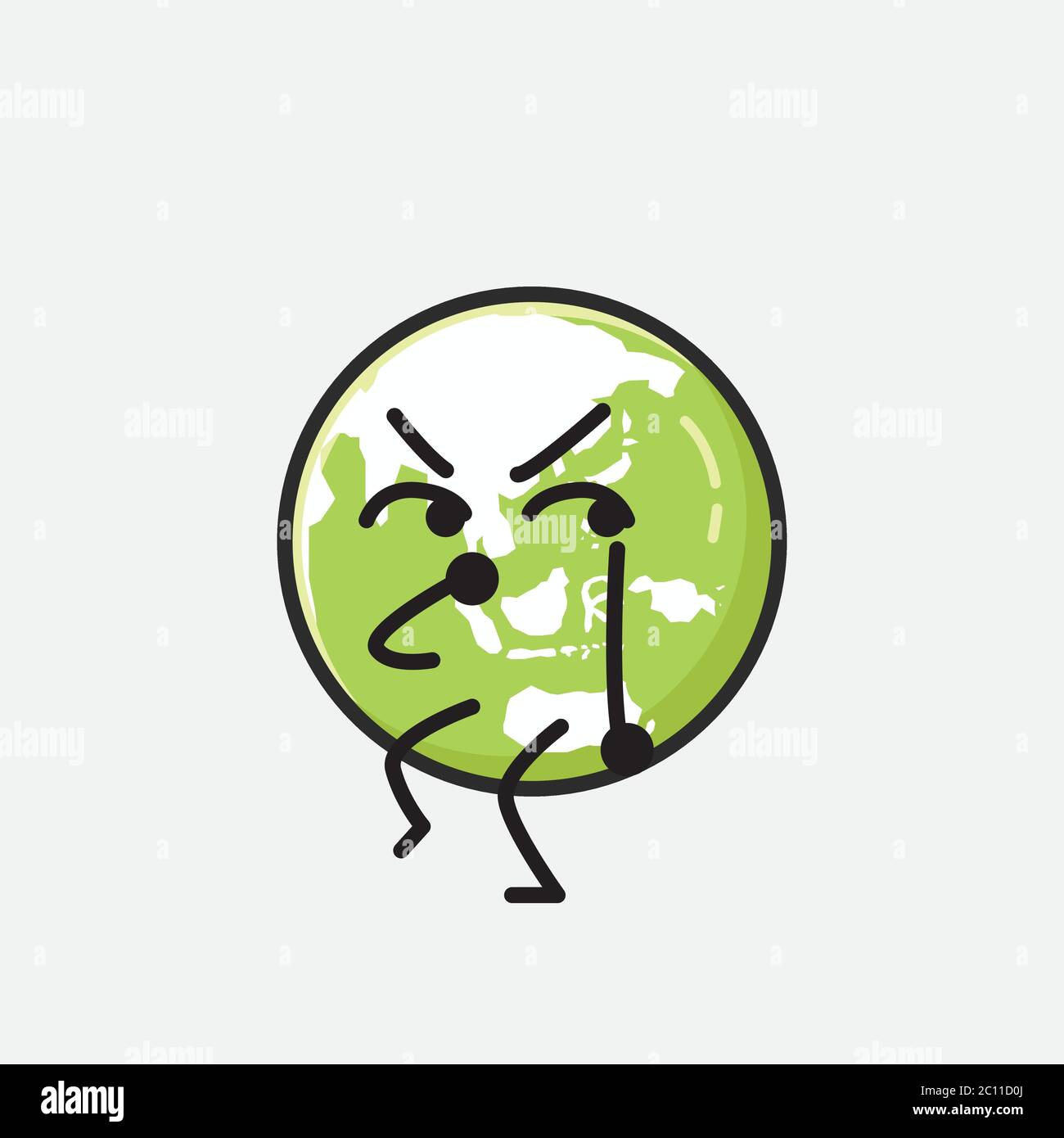 An illustration of Cute Green Earth Mascot Vector Character in Flat ...