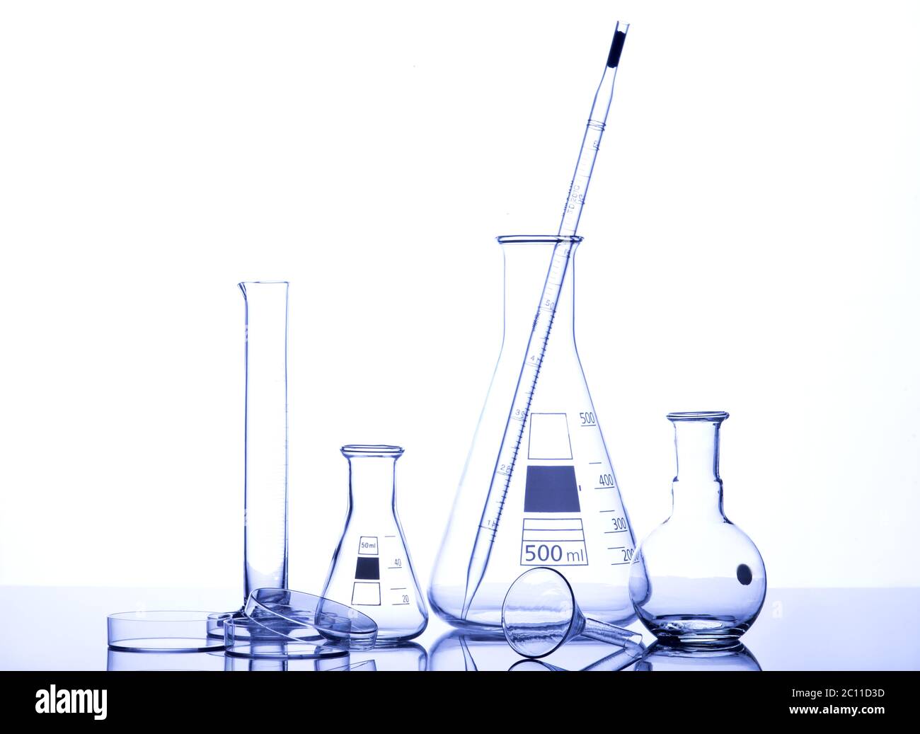 Test-tubes on a white and blue background Stock Photo - Alamy