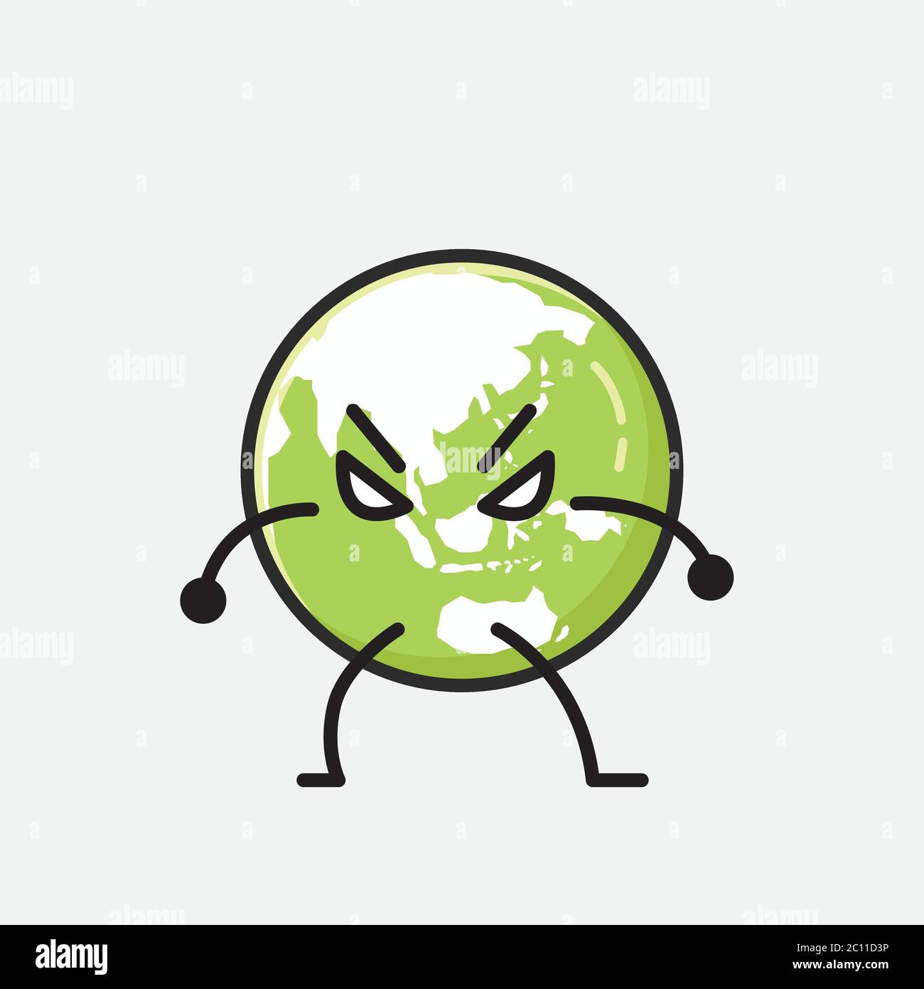 An illustration of Cute Green Earth Mascot Vector Character in Flat ...