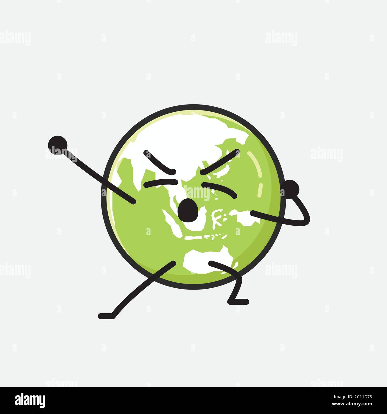 An illustration of Cute Green Earth Mascot Vector Character in Flat ...