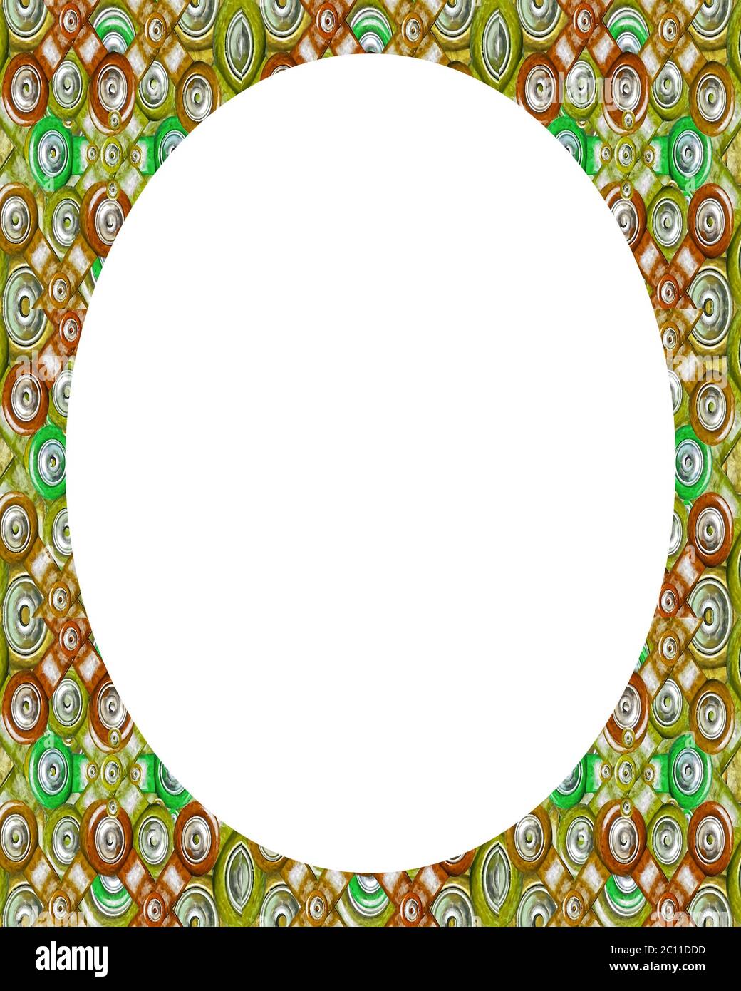Circle White Frame Background with Decorated Borders Stock Photo - Alamy