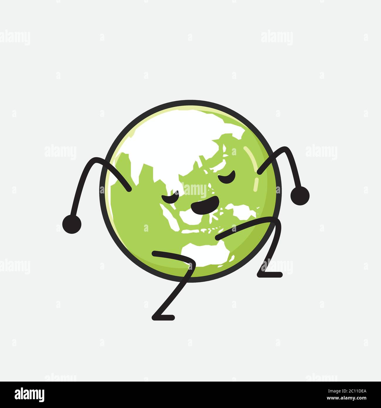 An illustration of Cute Green Earth Mascot Vector Character in Flat ...