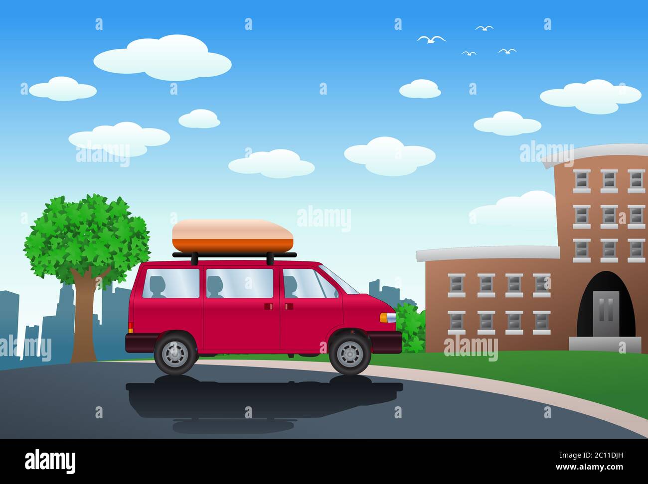 illustration of SUV cartoon infront of building Stock Photo - Alamy