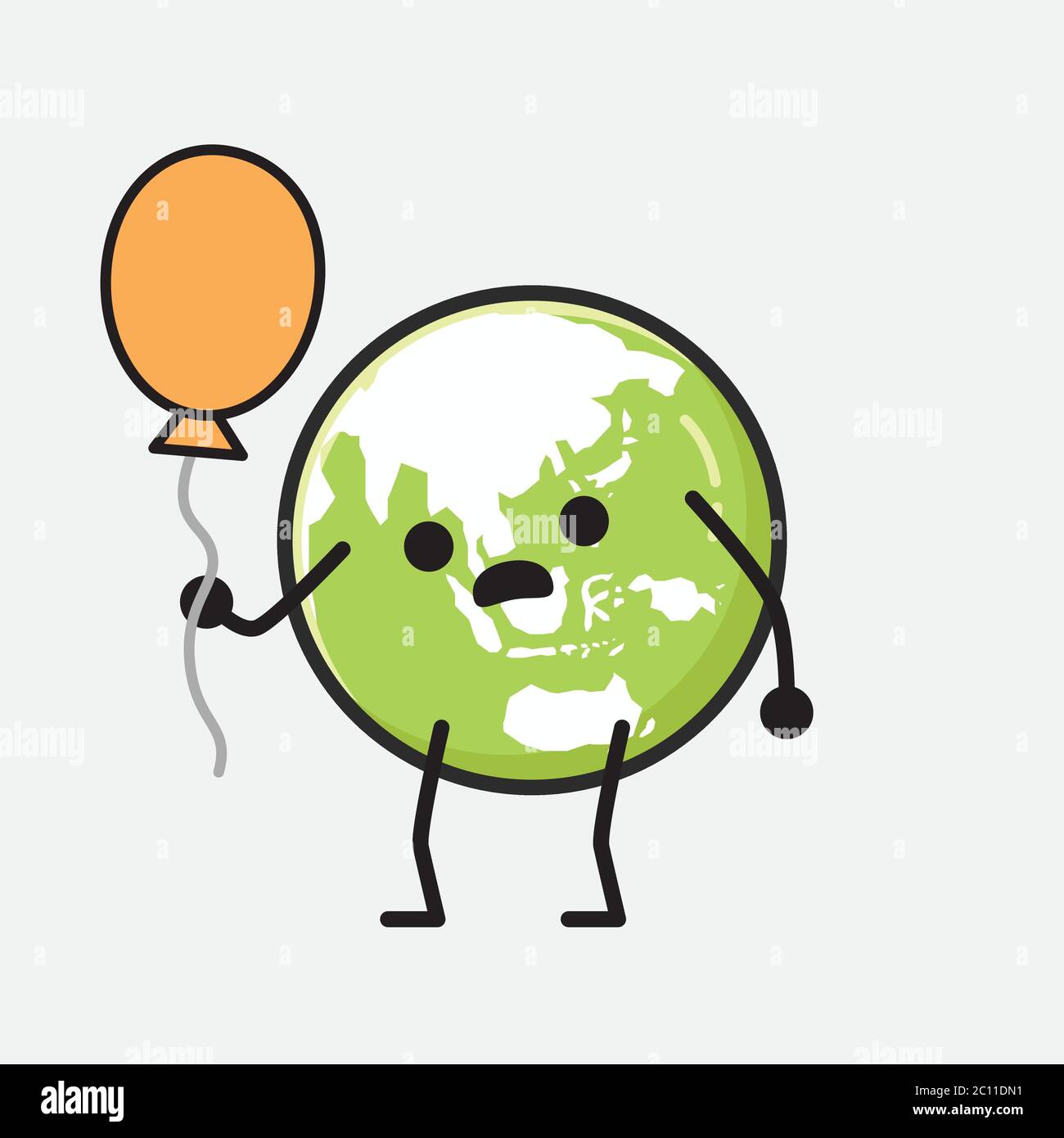An illustration of Cute Green Earth Mascot Vector Character in Flat ...