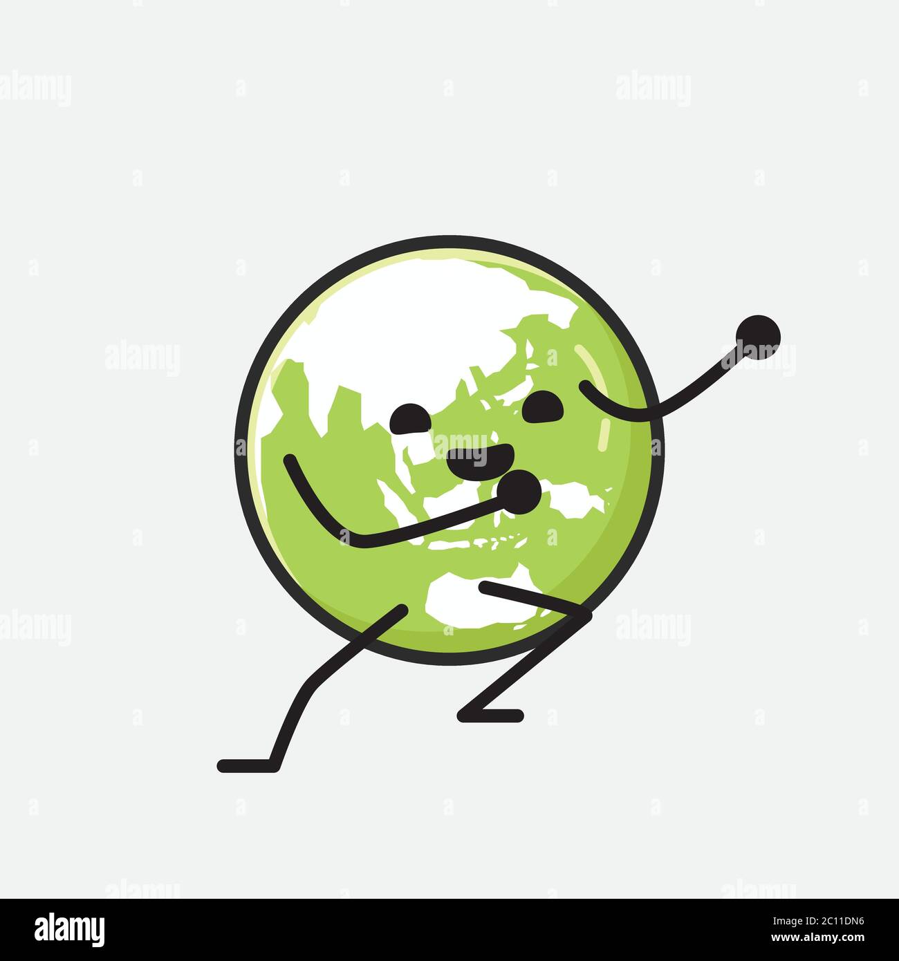 An illustration of Cute Green Earth Mascot Vector Character in Flat ...