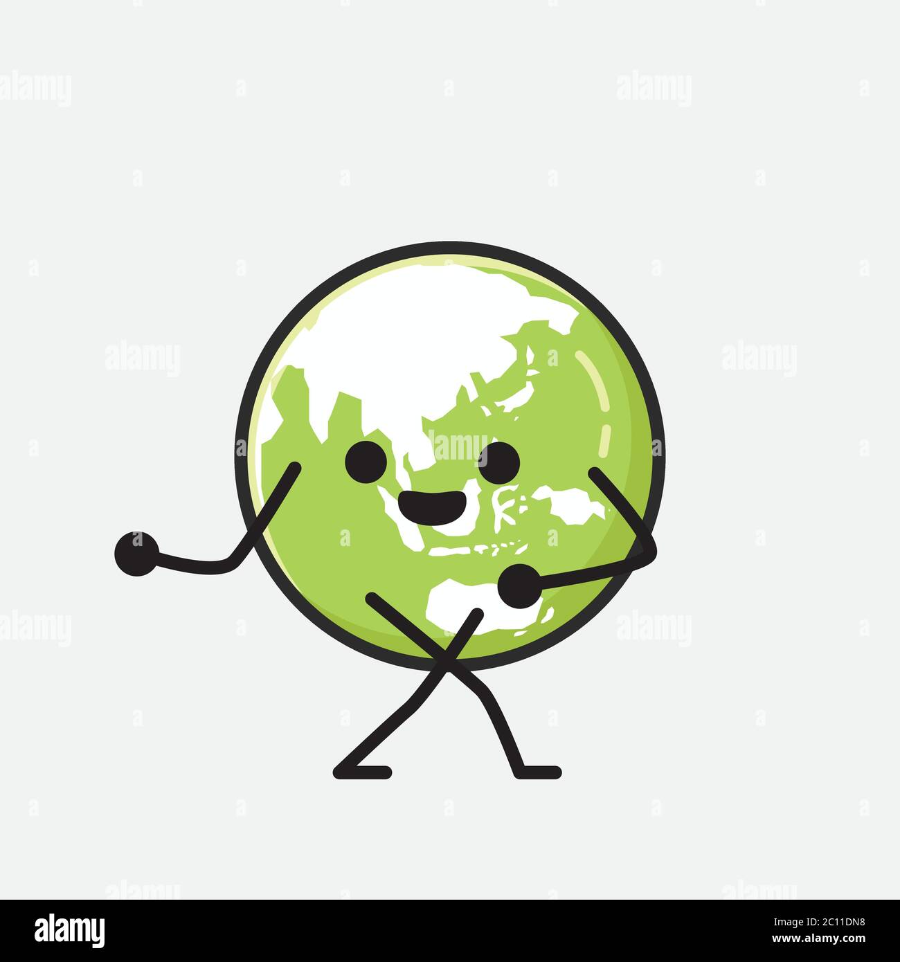 An illustration of Cute Green Earth Mascot Vector Character in Flat ...