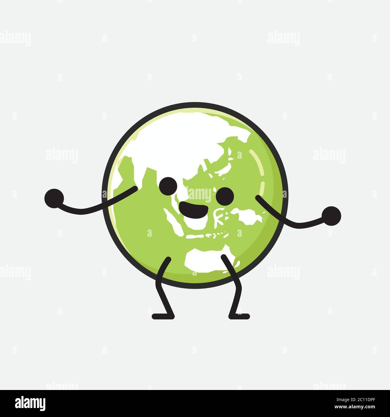 An illustration of Cute Green Earth Mascot Vector Character in Flat ...