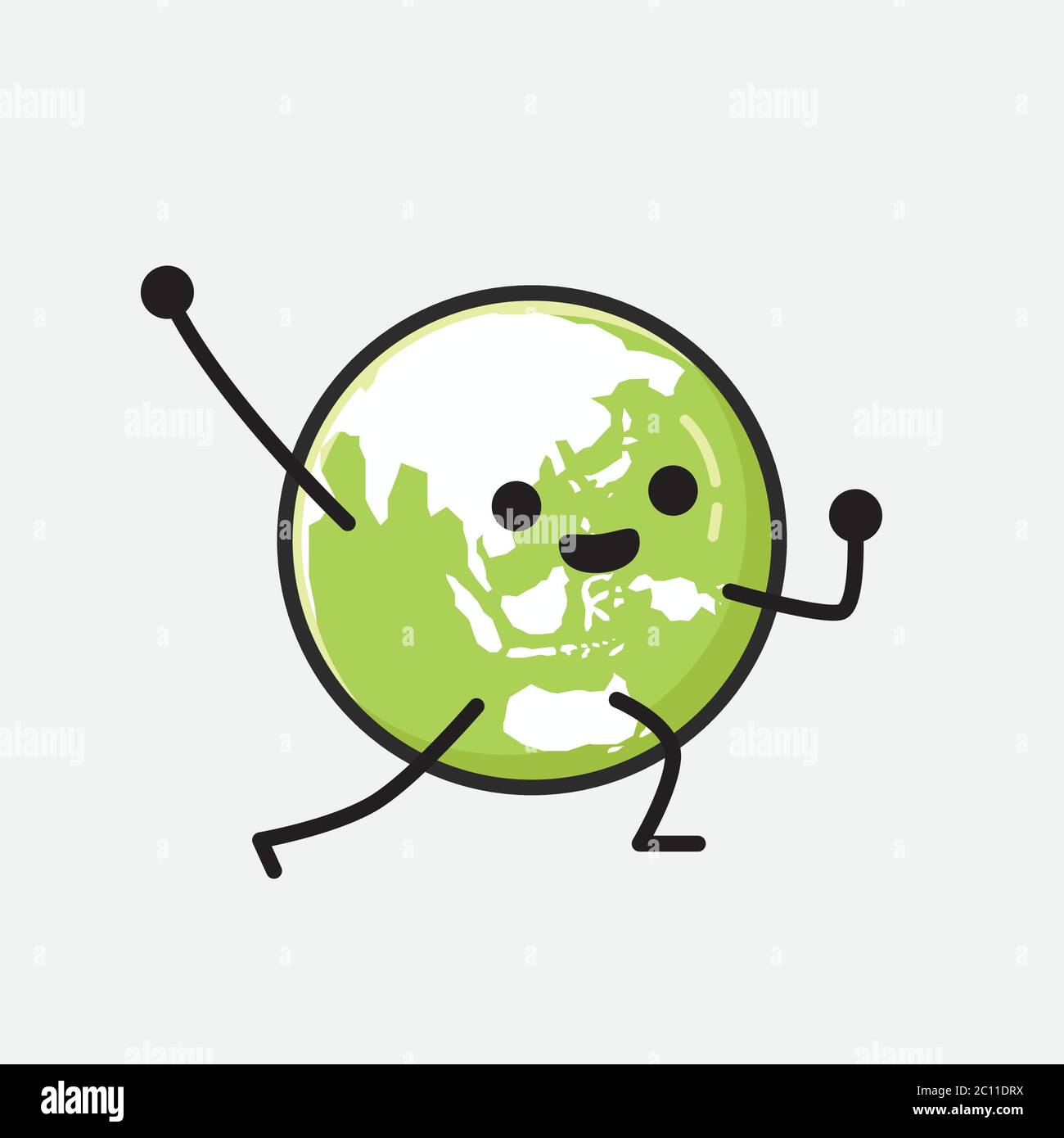 An illustration of Cute Green Earth Mascot Vector Character in Flat ...