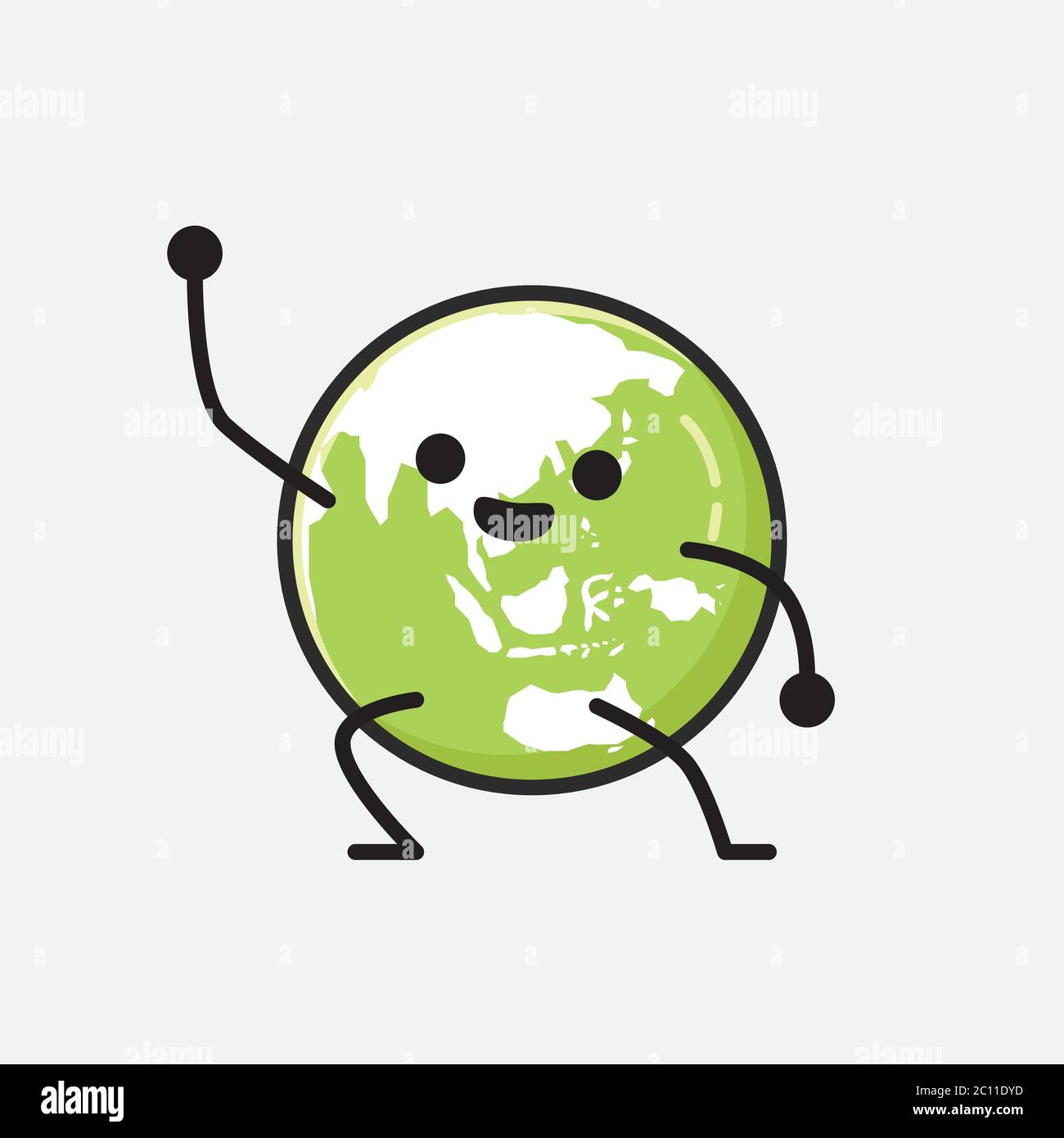 An illustration of Cute Green Earth Mascot Vector Character in Flat ...