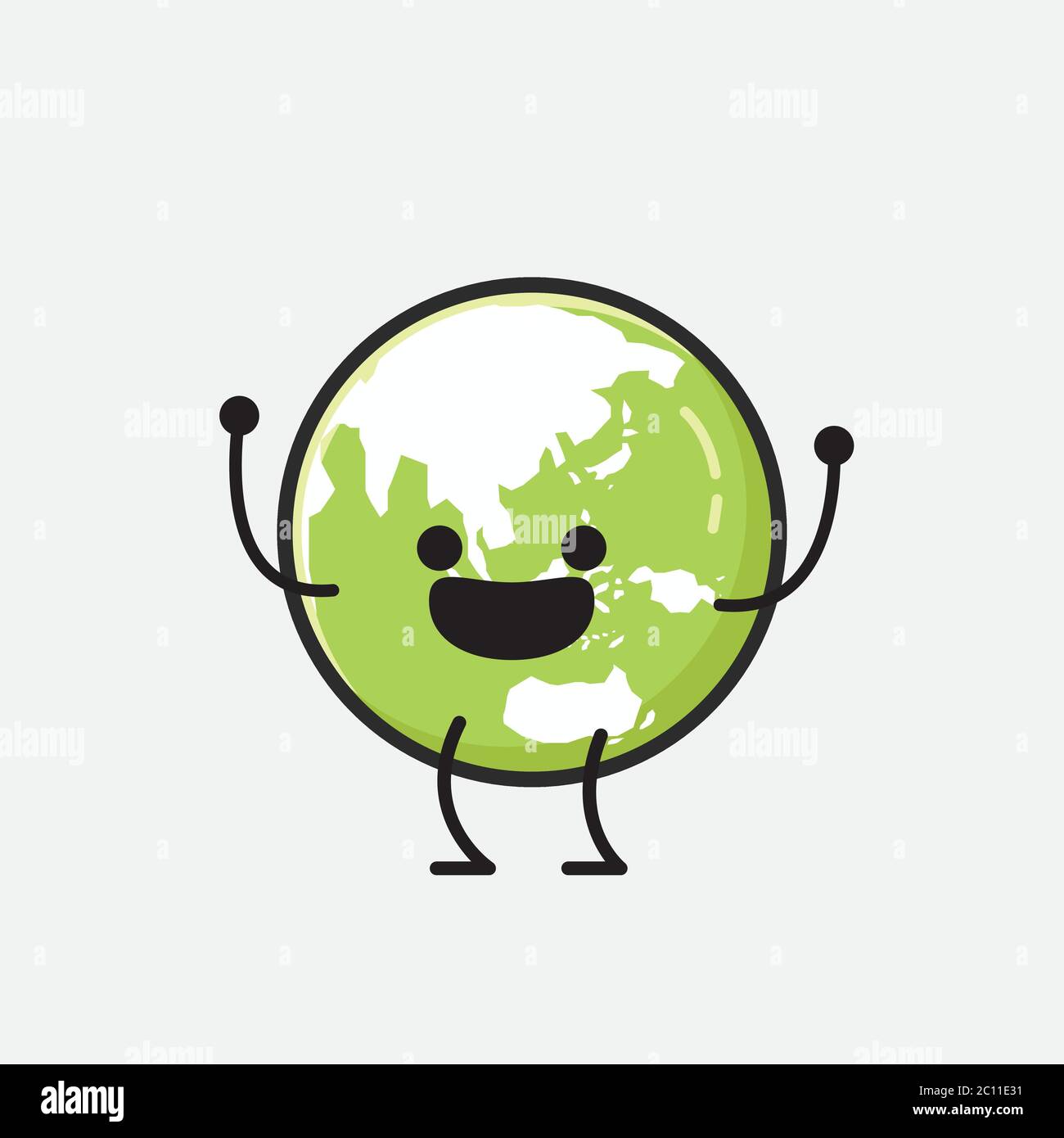 An illustration of Cute Green Earth Mascot Vector Character in Flat ...