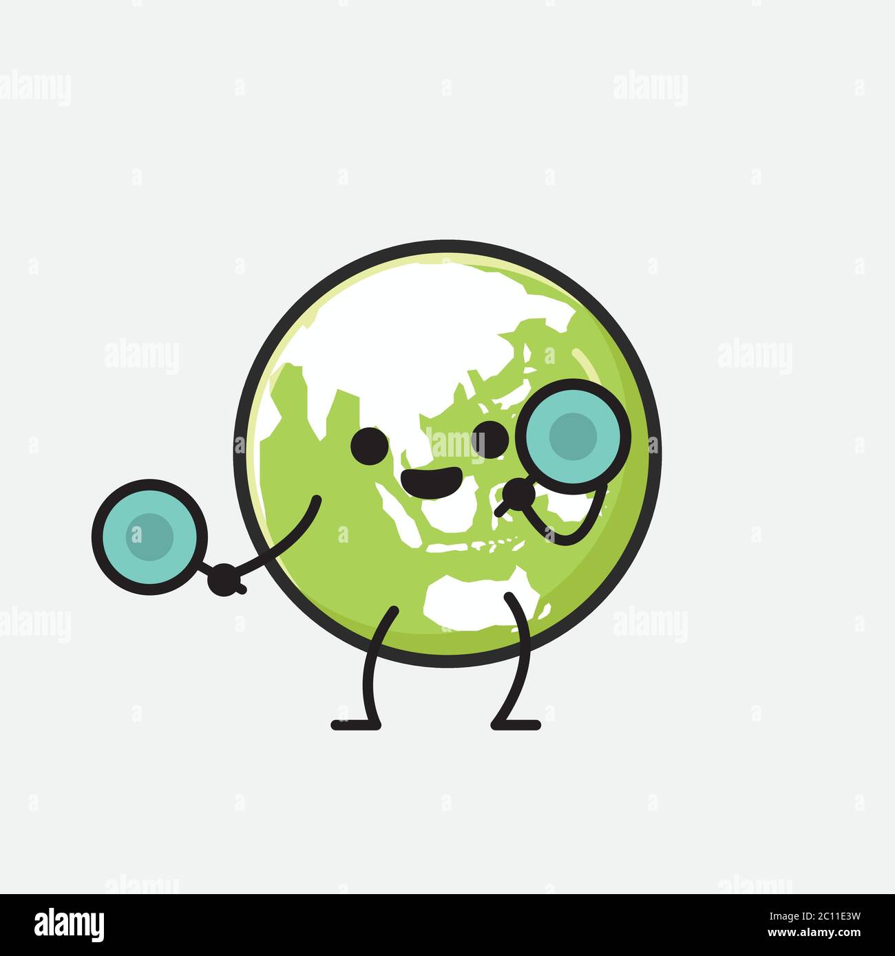 An illustration of Cute Green Earth Mascot Vector Character in Flat ...