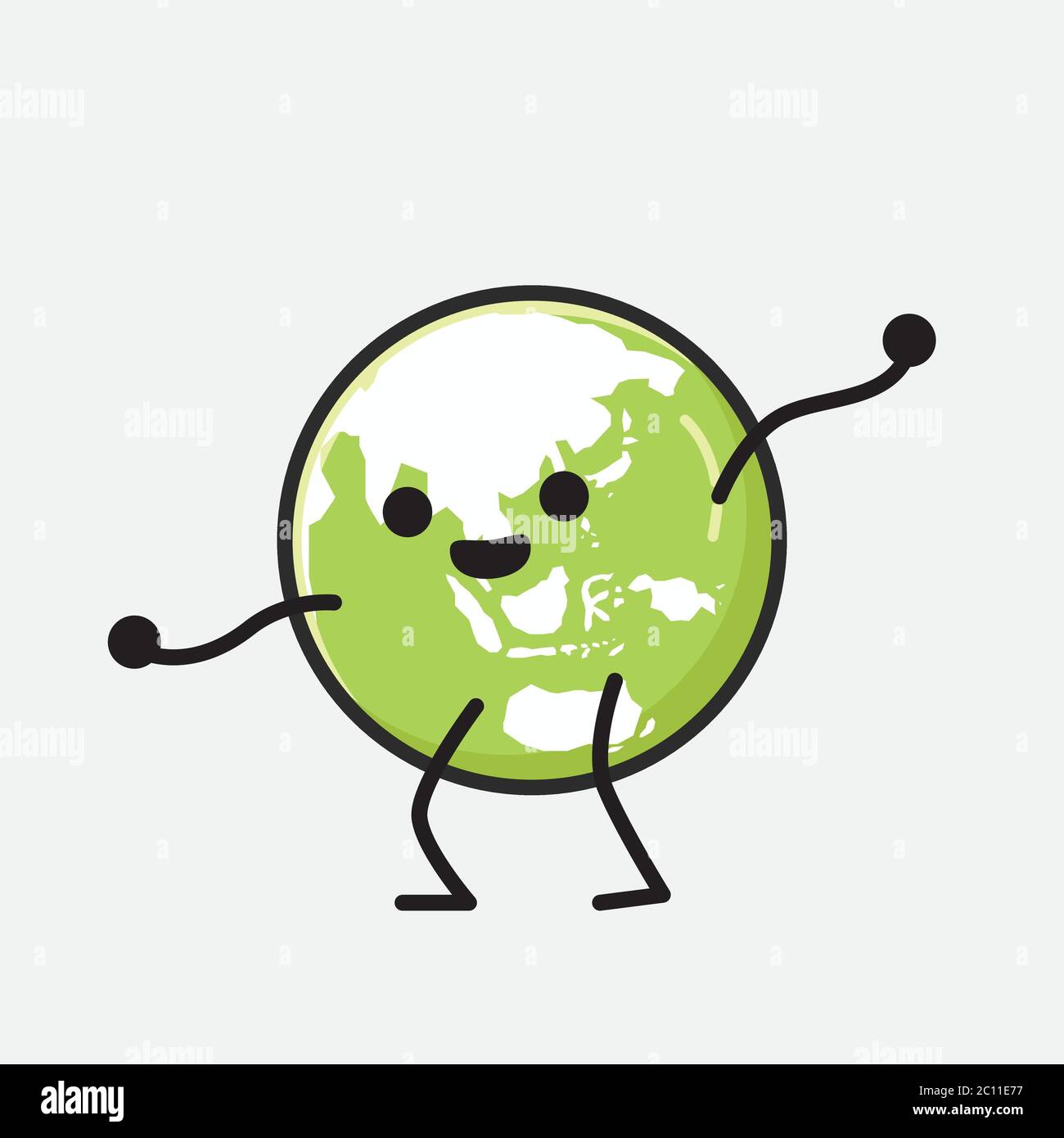 An illustration of Cute Green Earth Mascot Vector Character in Flat ...