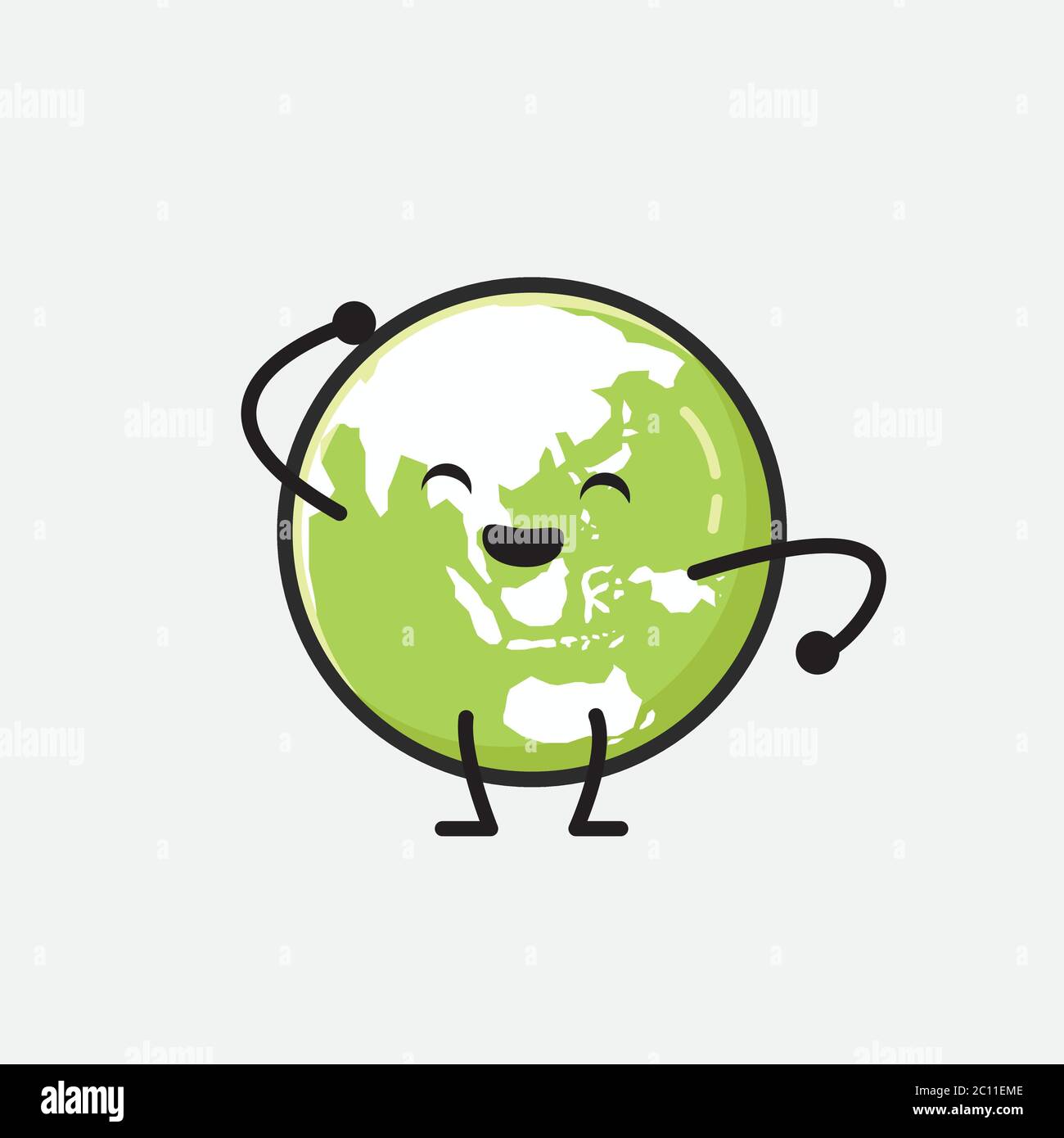 An illustration of Cute Green Earth Mascot Vector Character in Flat ...