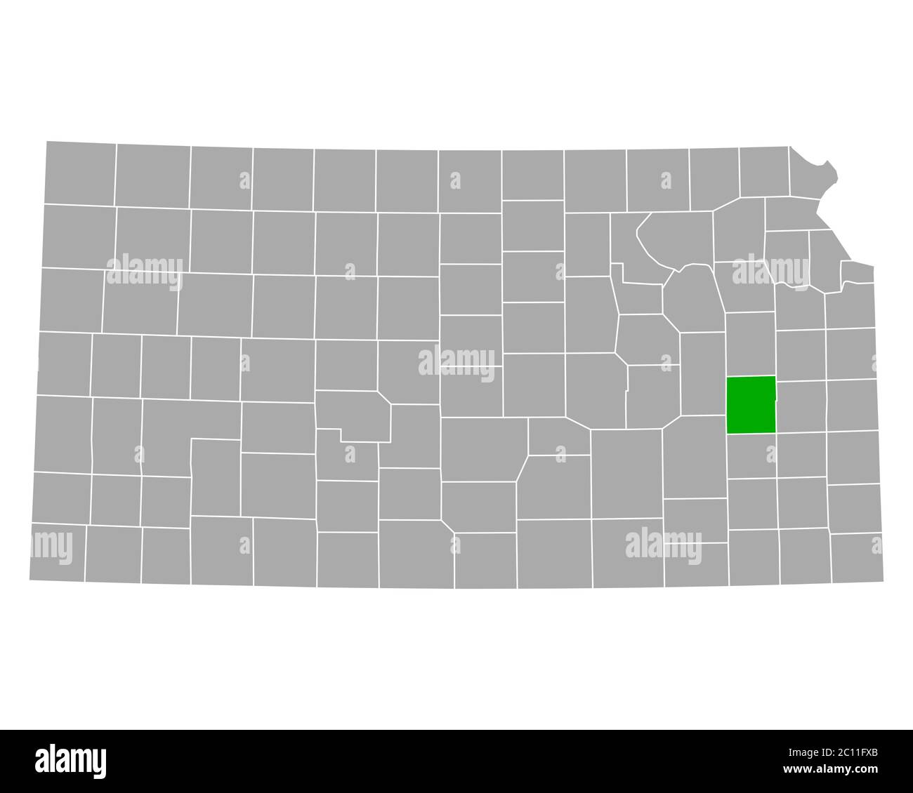 Map of Coffey in Kansas Stock Photo - Alamy