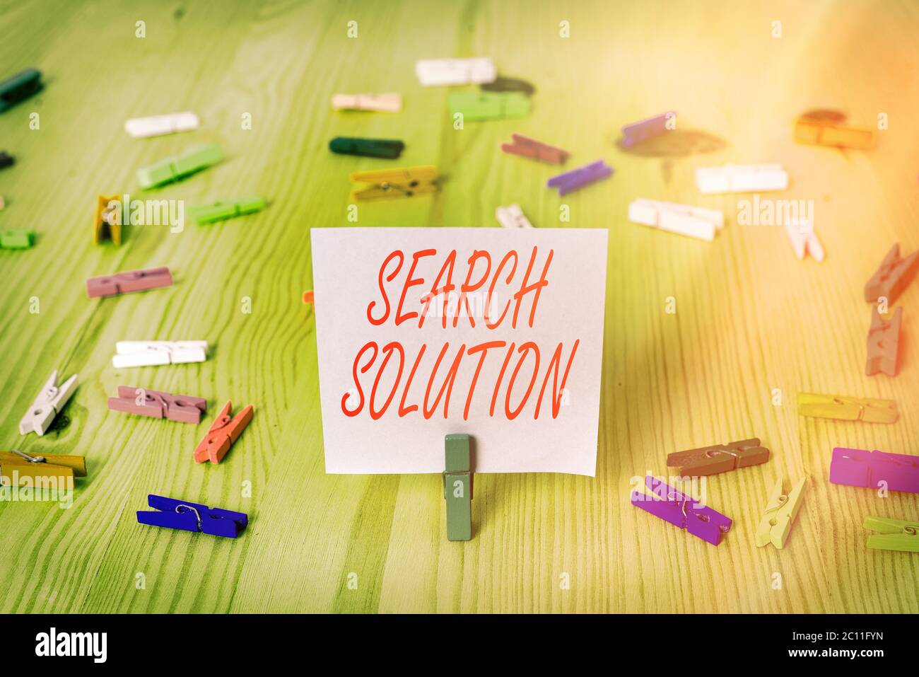 Writing note showing Search Solution. Business concept for finding the appropriate answer while ...