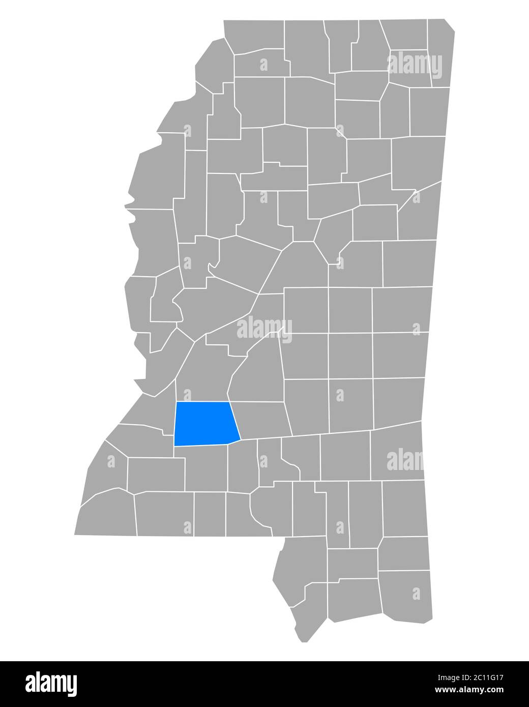 Map of Copiah in Mississippi Stock Photo - Alamy
