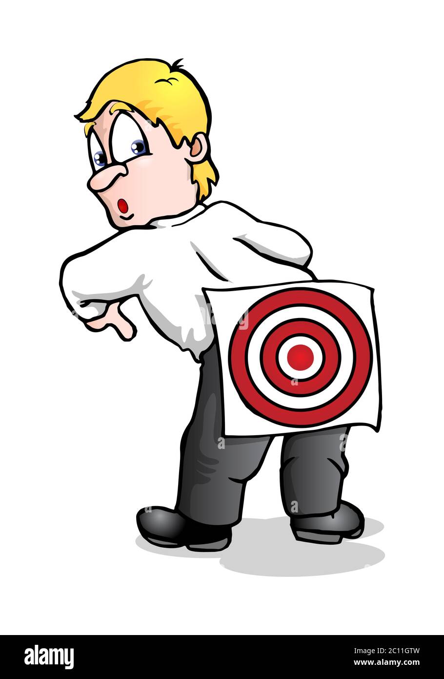 A businessman carry a red and white target in his butt, illustration of ...