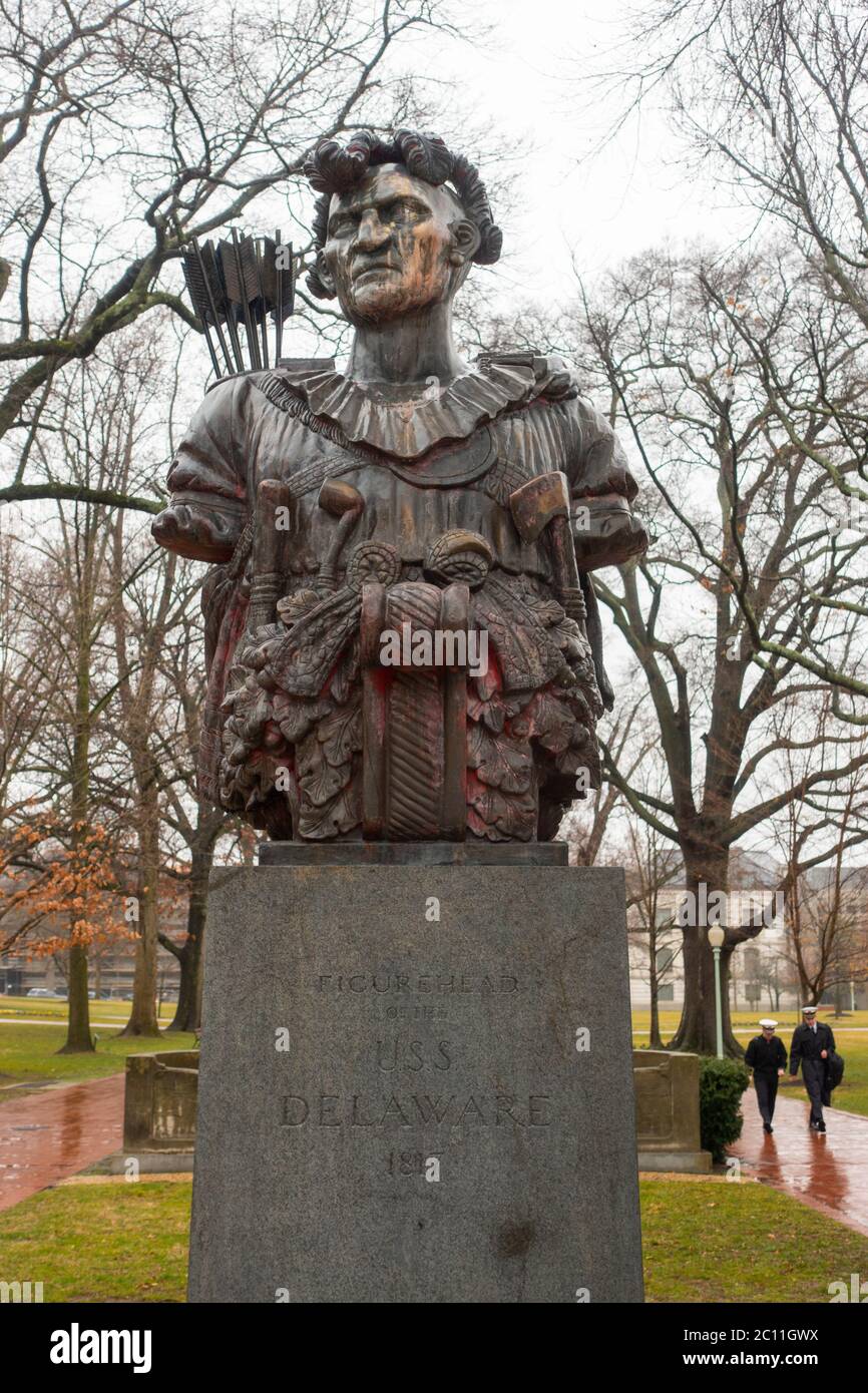 Tecumseh chief of the Delaware Indians sculpture on the US Naval ...