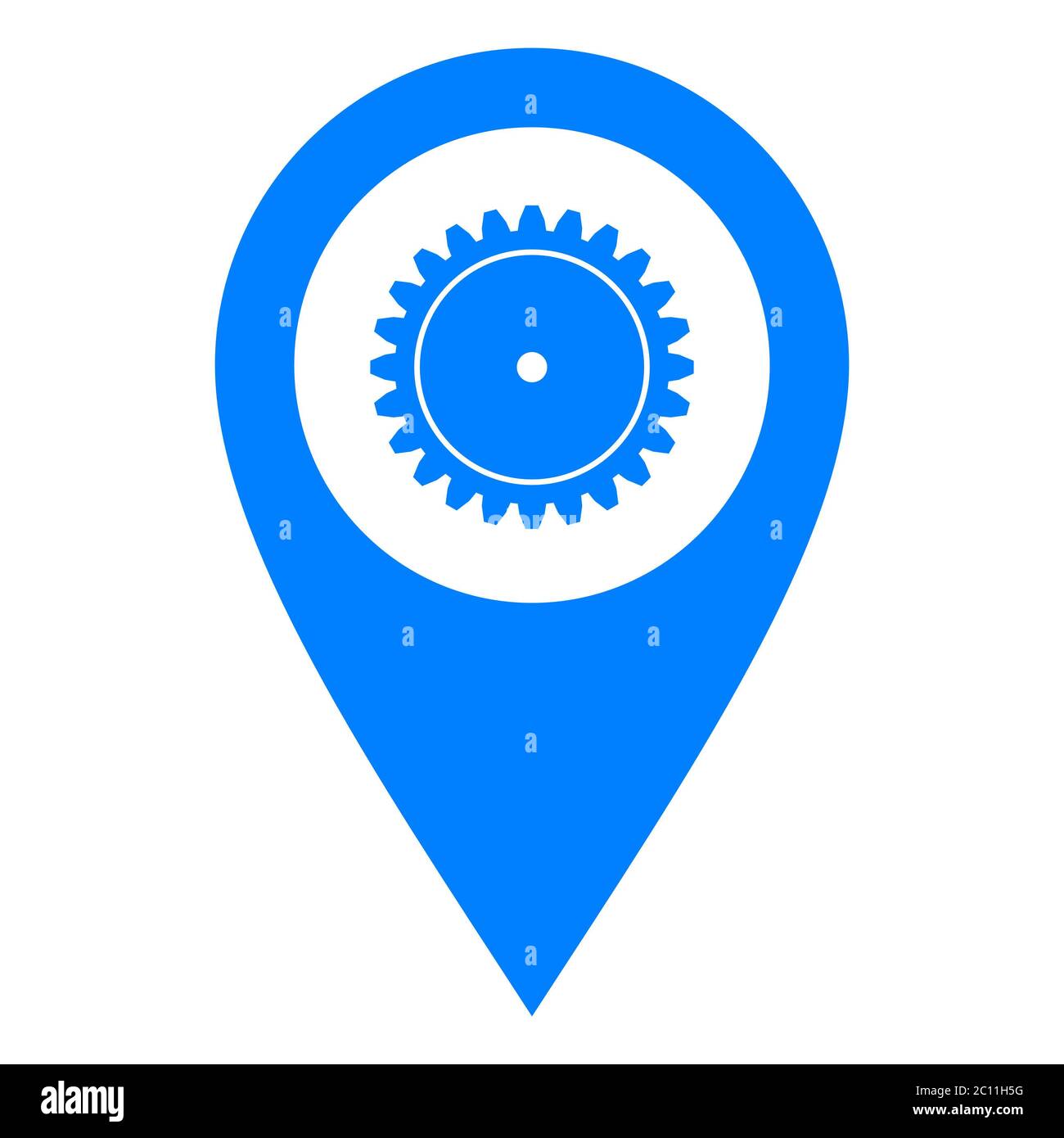 Gear and location pin Stock Photo - Alamy