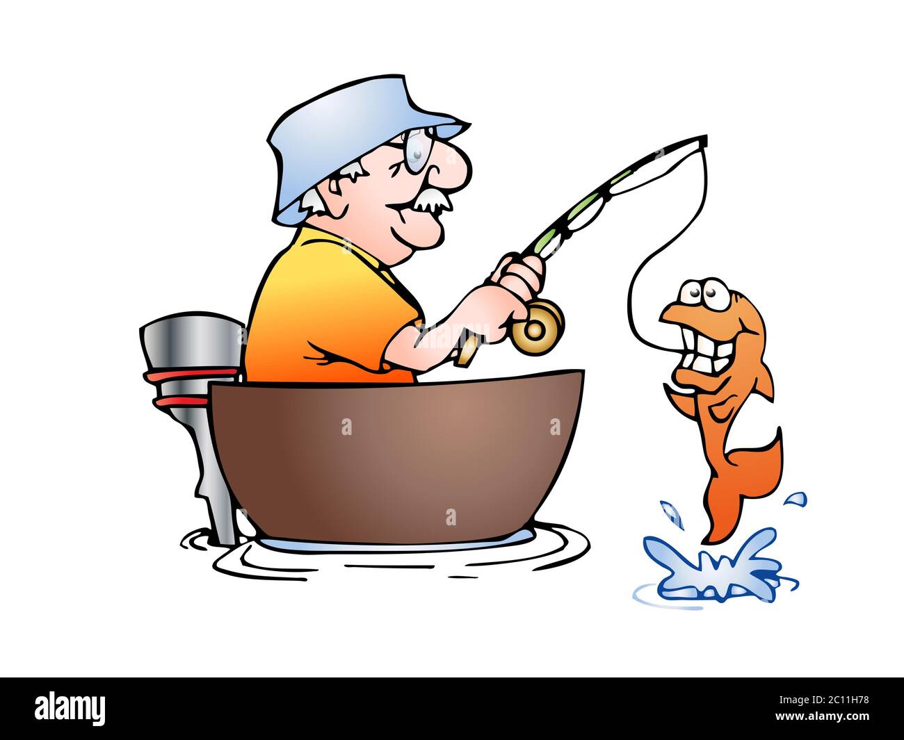 Fishing boat on red Cut Out Stock Images & Pictures - Alamy