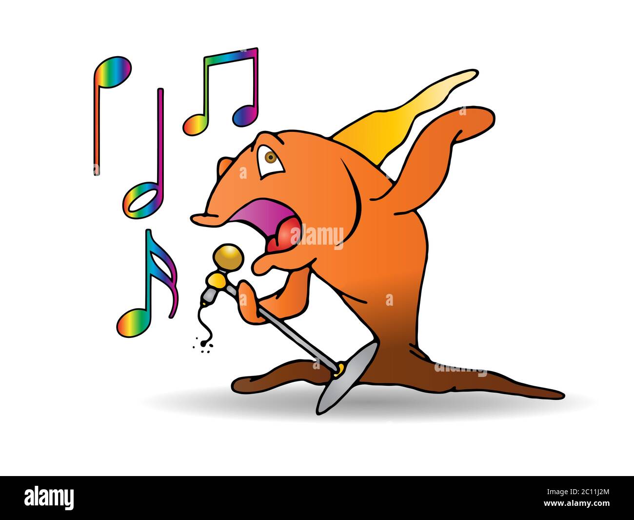 the orange fish singing performance; illustration underwater-Animals of ...