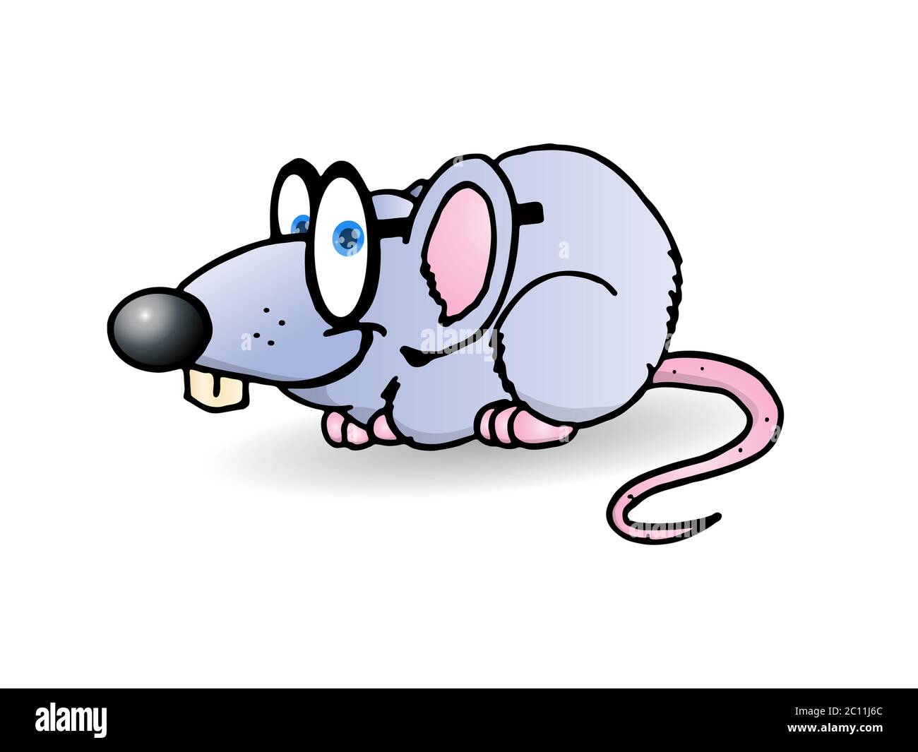 Cartoon a smart grey Mouse with glasses isolated on white background ...
