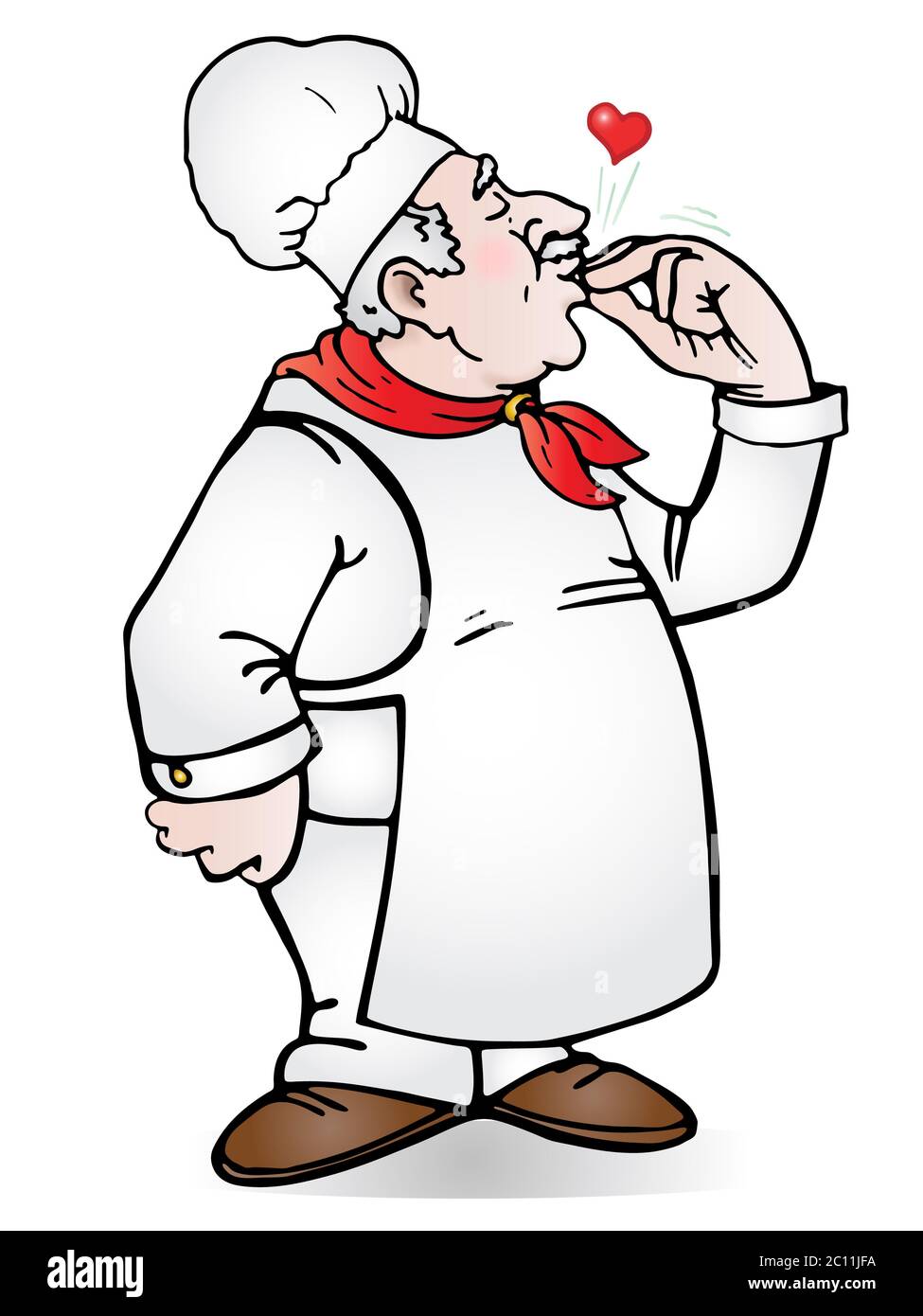 This illustration depicts a male chef love his food Stock Photo - Alamy