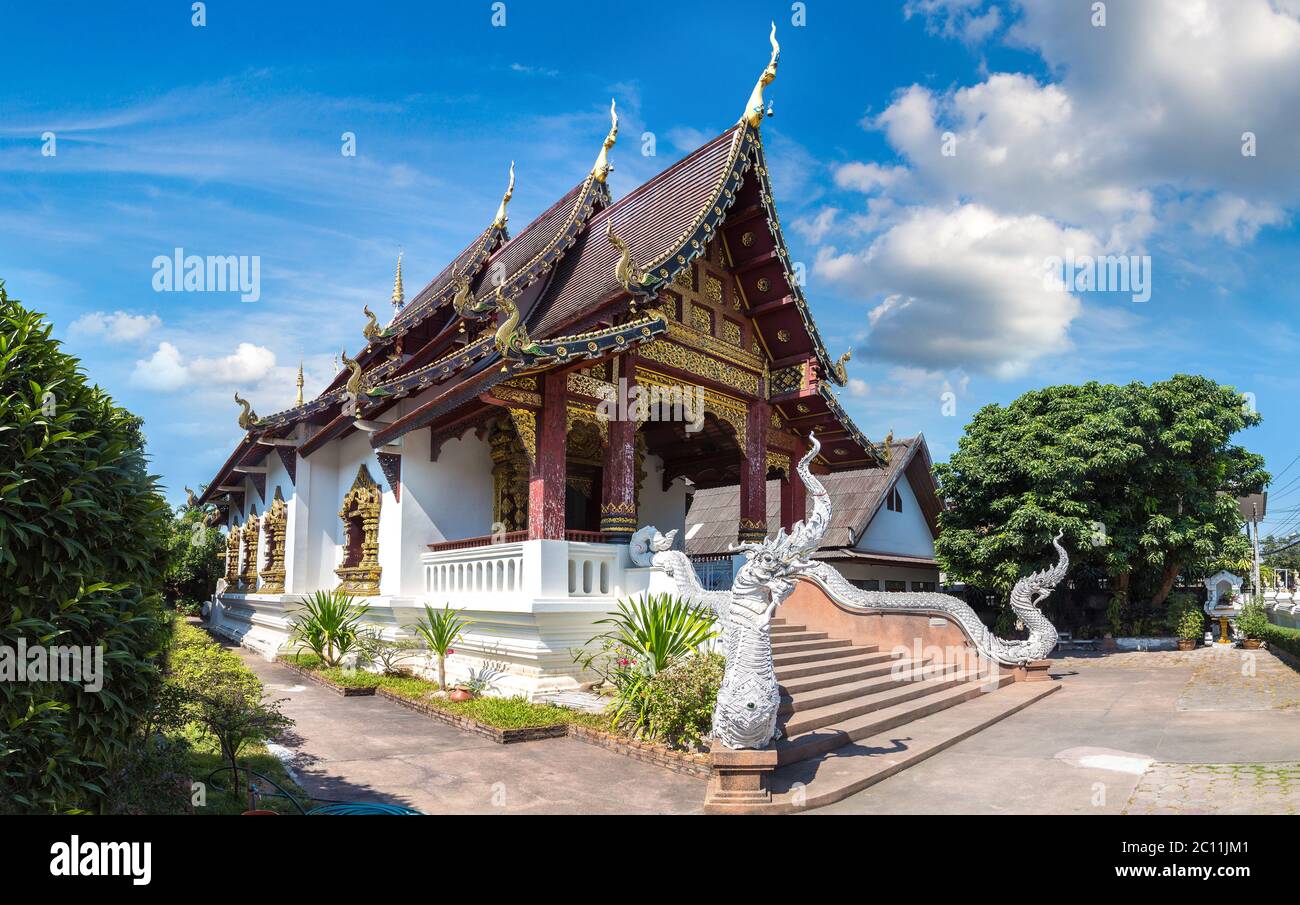 Panorama of Wat Chang Taem - Buddhists temple in Chiang Mai, Thailand ...