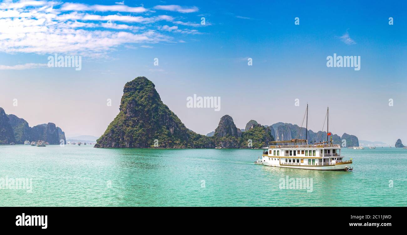 Panorama of World natural heritage Halon bay, Vietnam in a summer day ...