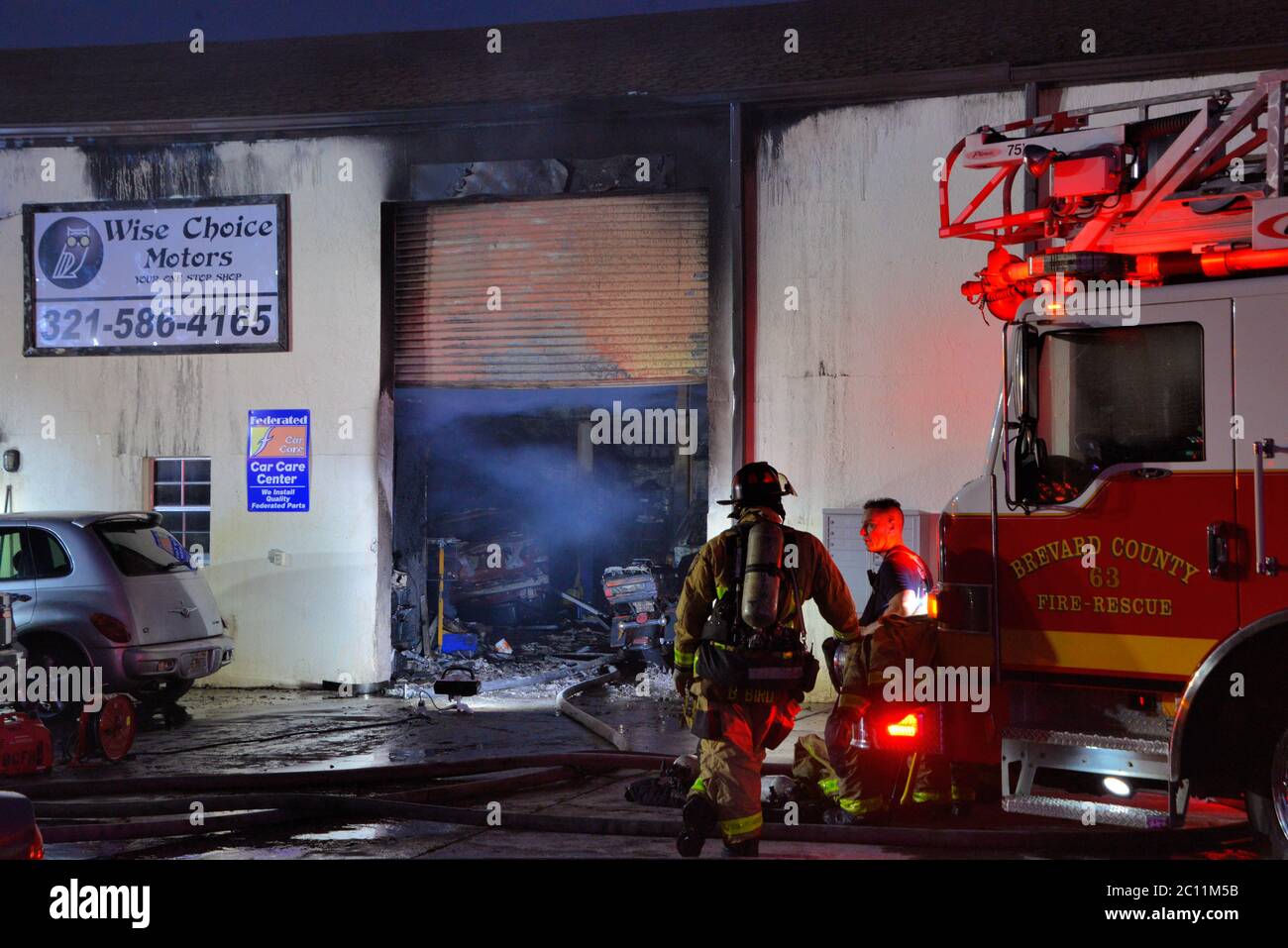 West Melbourne, Florida, USA. June 13, 2020. Early morning fire of ...