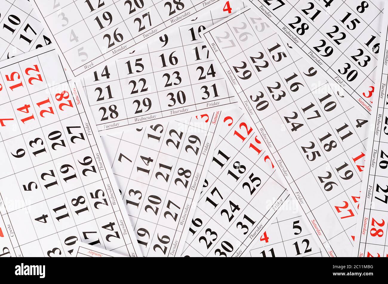 Closeup of dates on calendar page Stock Photo - Alamy