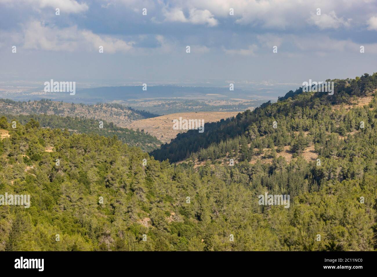 The coastal plane of Israel as seen from the Judea Mountains, near ...