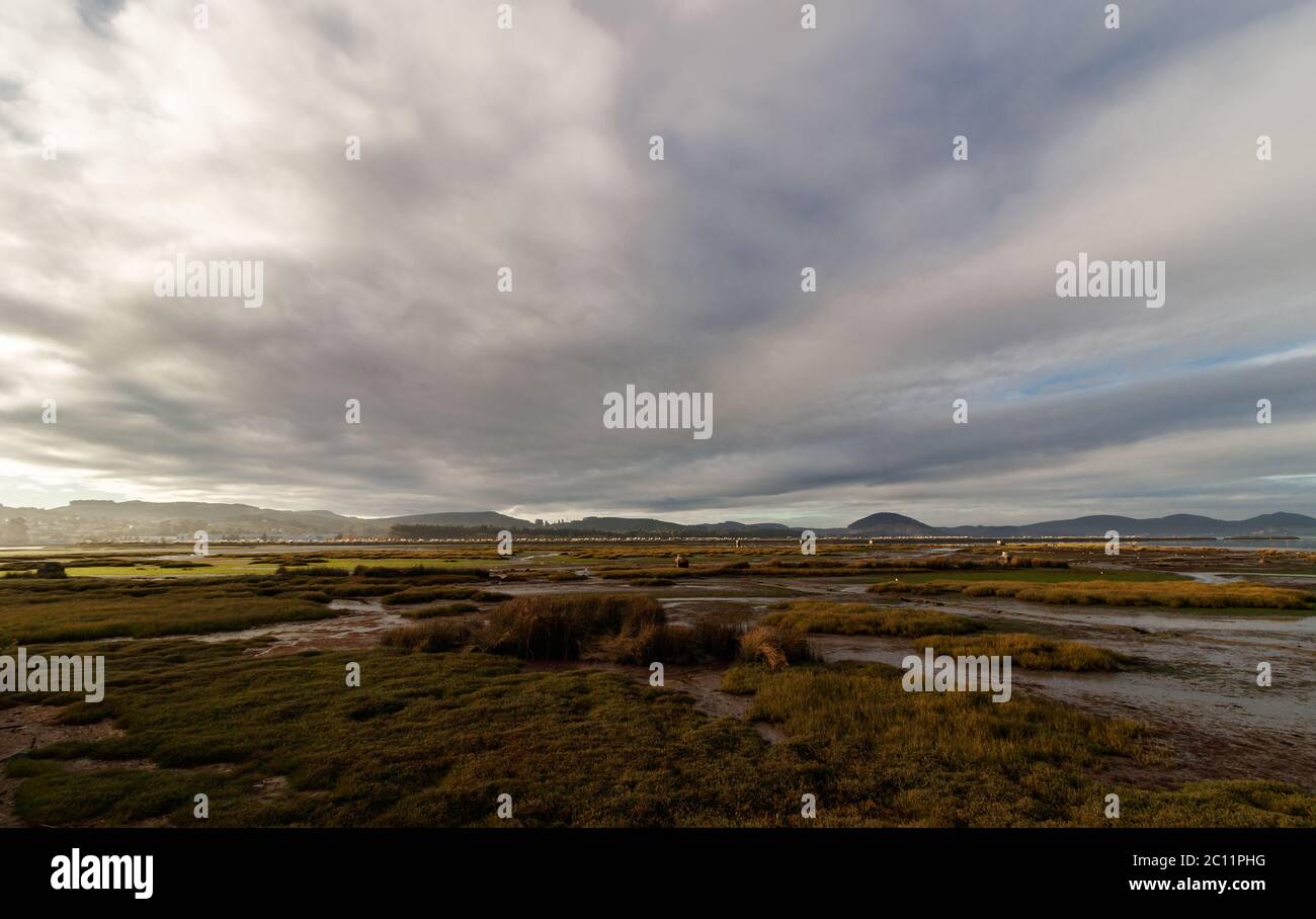 view of the beach at sunset Stock Photo - Alamy