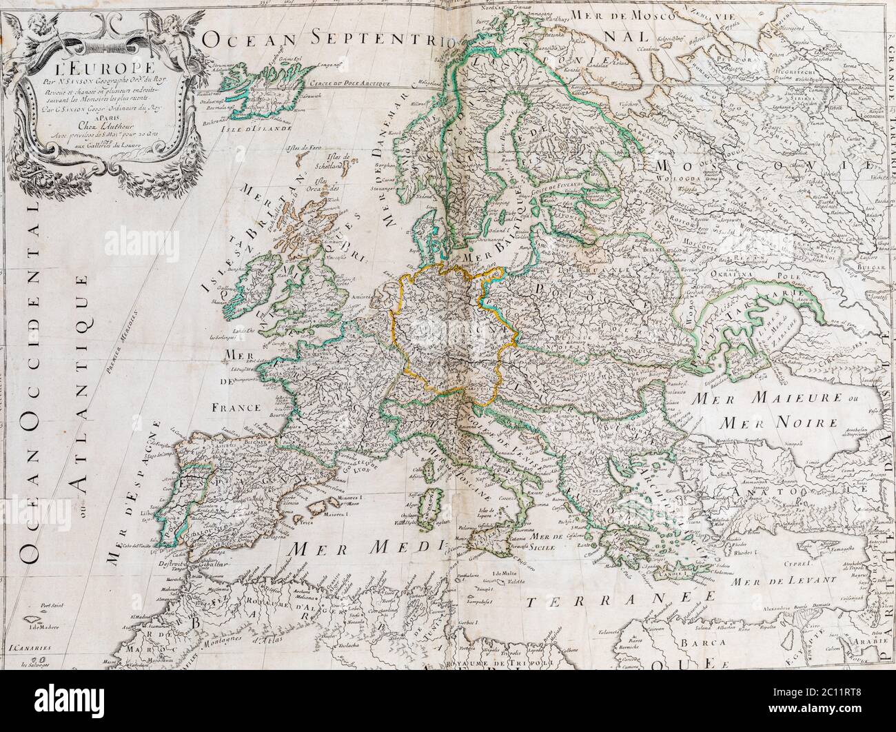 Old map of Europe - From an 1656 Atlas of Geography from P. du Val ...