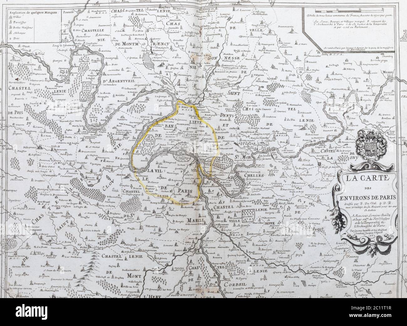 Old map of Paris Region - From an 1656 Atlas of Geography from P. du ...