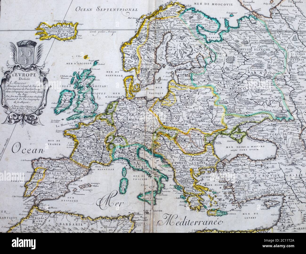 Old map of Europe - From an 1656 Atlas of Geography from P. du Val ...