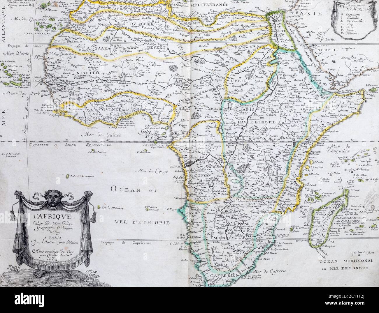 Old map of Africa - From an 1656 Atlas of Geography from P. du Val ...