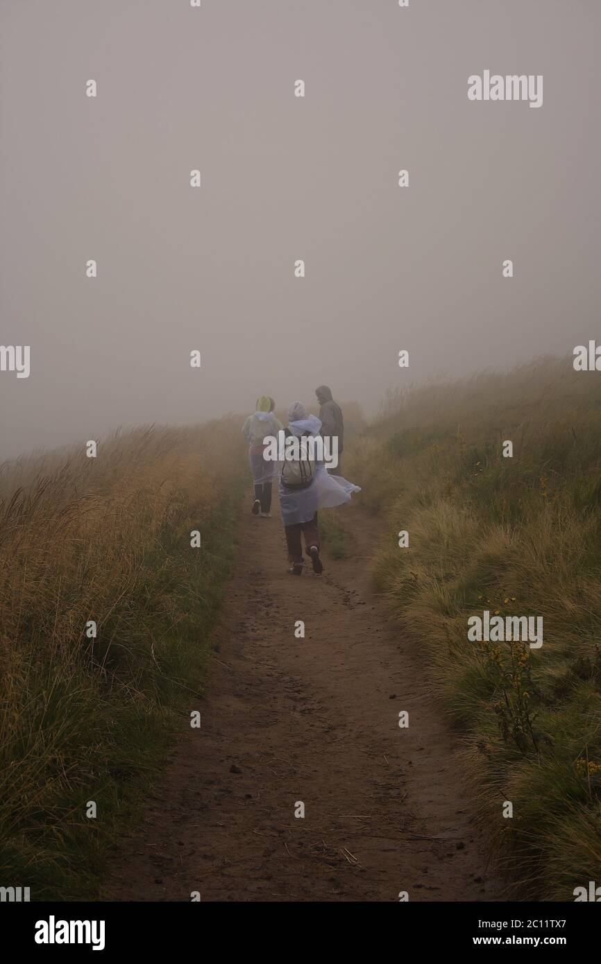 Hiking in the rain. Bieszczady mountain landscape Stock Photo - Alamy