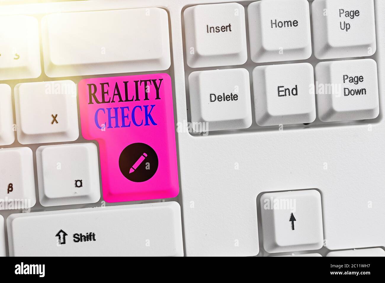 Word writing text Reality Check. Business photo showcasing making the ...