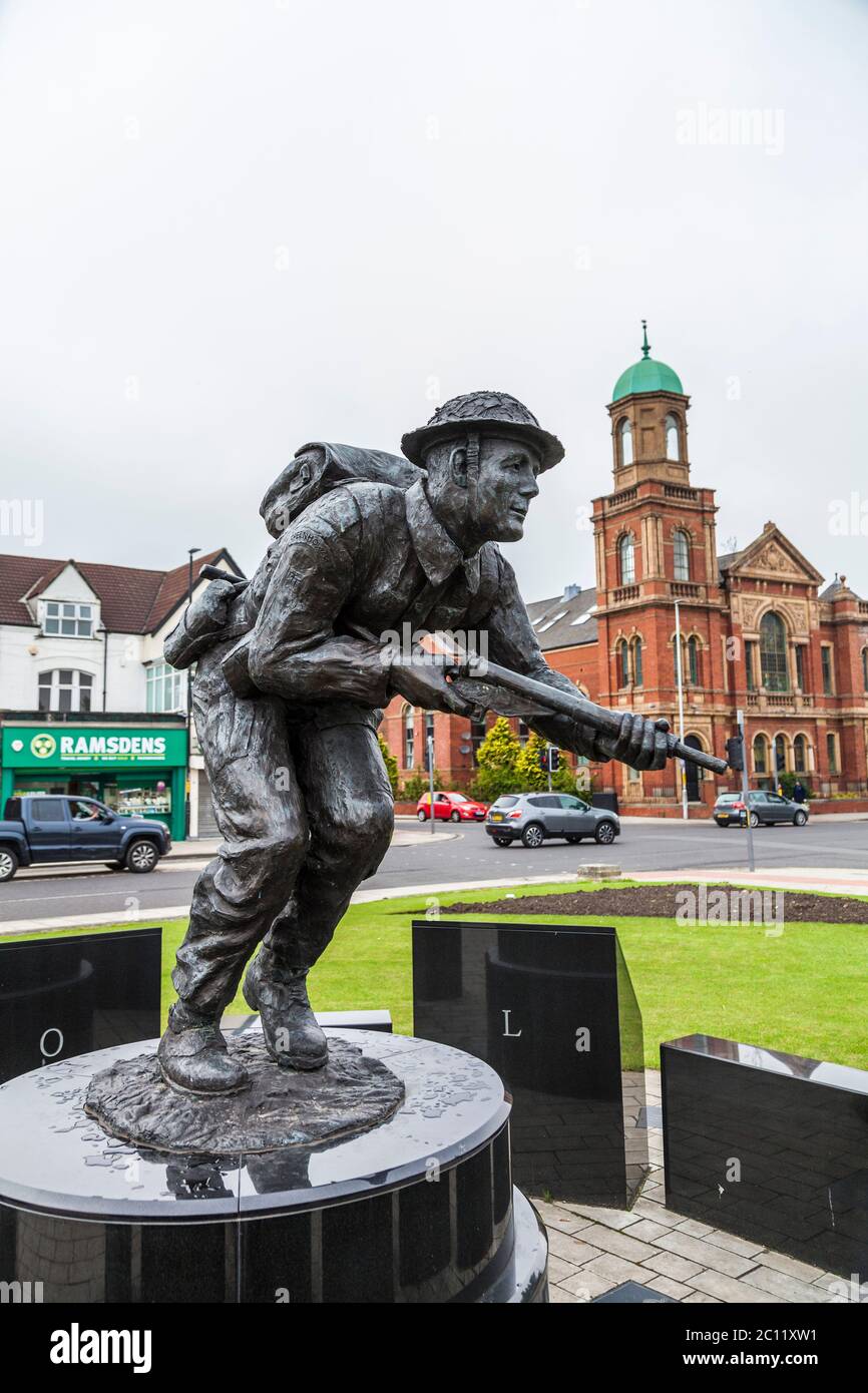 Statue of Stanley Elton Hollis,in Middlesbrough,England,UK.He won the ...