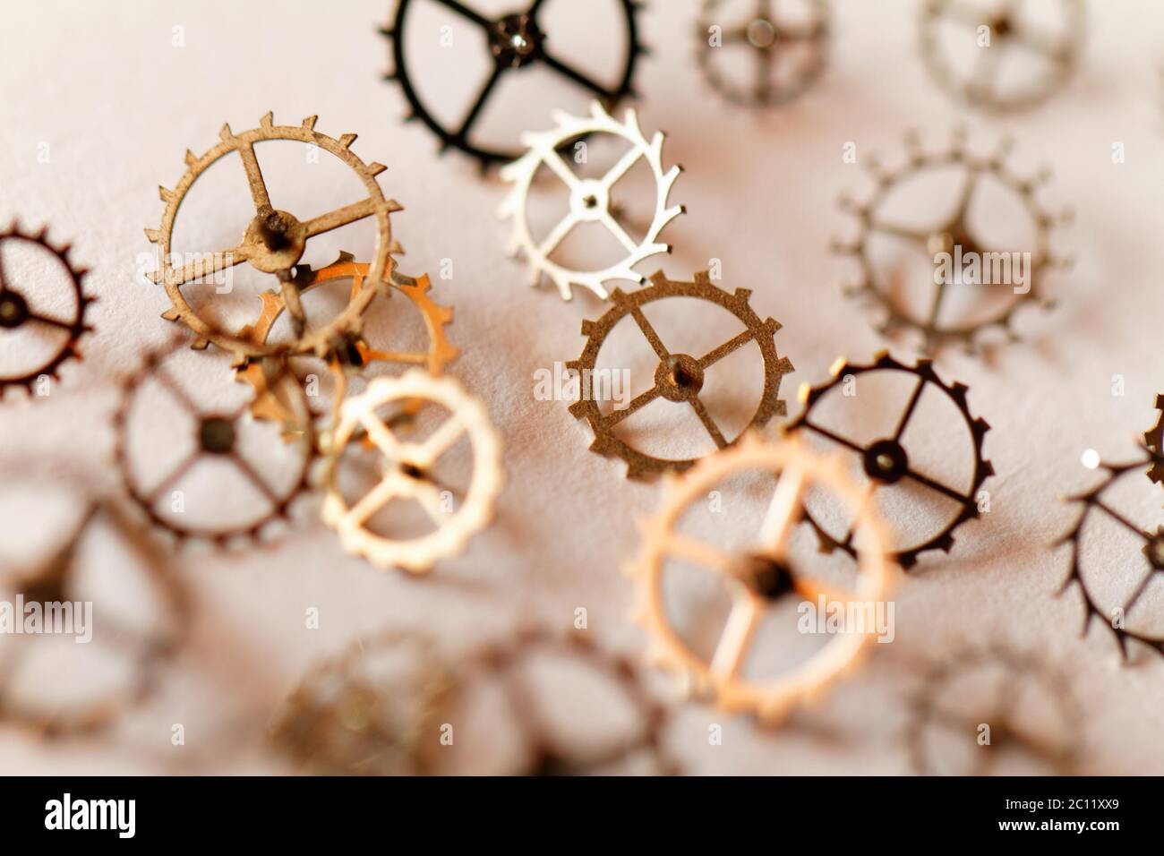 Detail of clock parts for restoration - close up photo Stock Photo - Alamy