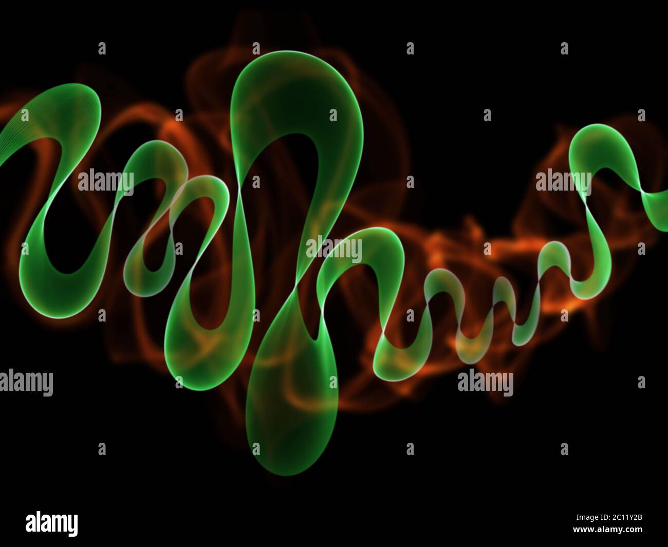 abstract eco fresh green smoke flame ribbon over black background Stock ...