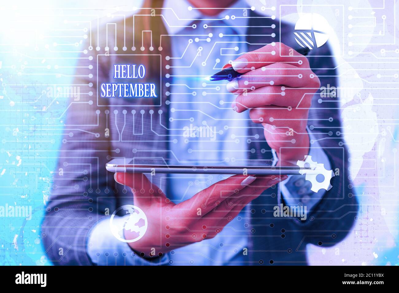 Text sign showing Hello September. Business photo text greeting used in ...