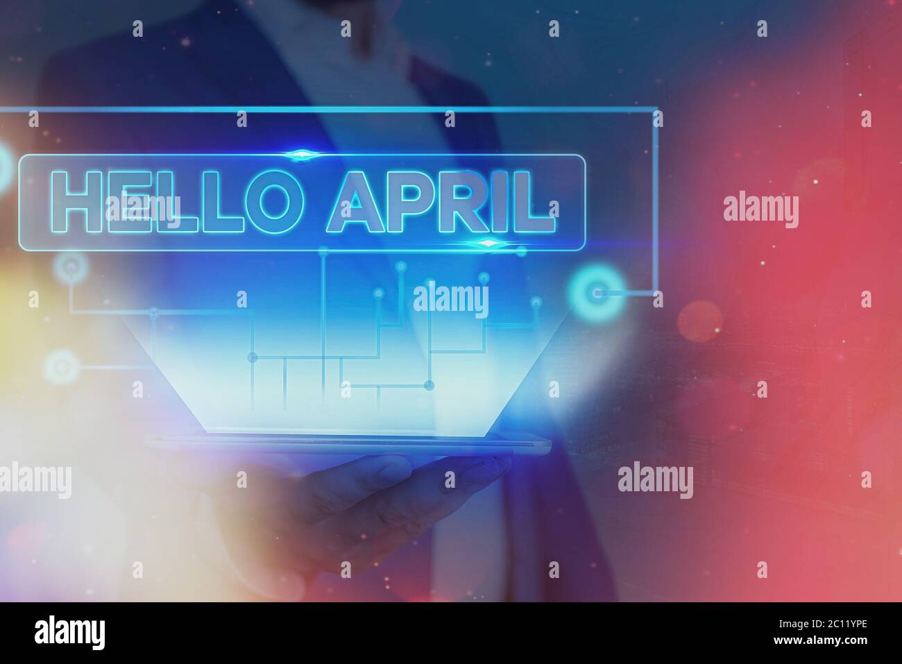 Handwriting text Hello April. Conceptual photo a greeting expression ...