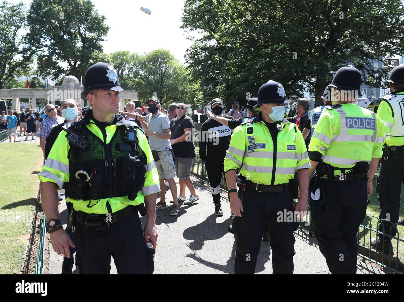Police patrol during a march in brighton hi-res stock photography and ...