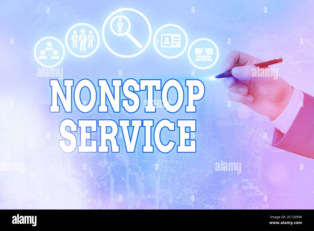 Conceptual hand writing showing Nonstop Service. Concept meaning system ...